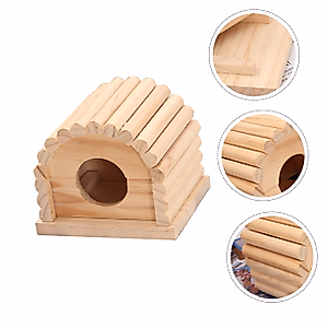 Balacoo 1Pc Hamster Villa Cabin Hamster House Hamster shelter Toy Hamster Guinea Pig Ladder House Rat Hideout Hedgehog Hamster Cabin Wooden Hut Hamster cage Sleeping nest Chinchilla pet