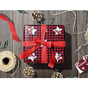 ZINTBIAL Funny Christmas Wrapping Paper for Kids Adults - Xmas Gift Wrap with Red/Black Plaid Snowman, Polar Bears, Cute Santa, and Christmas Train Designs - 20 x 29 Inches, 8 Folded Sheets -