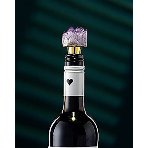 Crystal Wine Bottle Stoppers Natural Gemstone Wine Saver with Gift Box for Parties Wedding & Decoration (Amethyst Druzy)