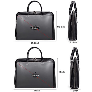 Blofinche Genuine Leather laptop Briefcase: Messenger shoulder bag 15 16 inch men macbook case women work satchel designer handbag Black