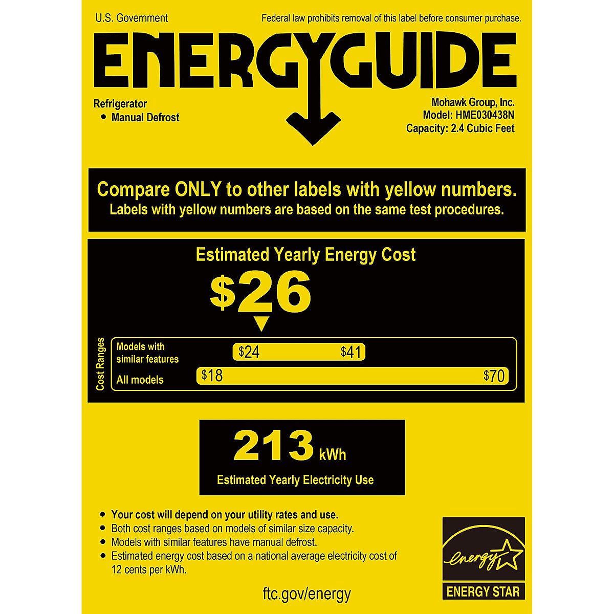 hOmeLabs Mini Fridge - 2.4 Cubic Feet Under Counter Refrigerator with Small Freezer - Drinks Healthy Snacks Beer Storage for Office, Dorm or Apartment with Removable Glass Shelves
