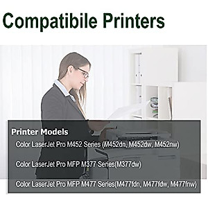 410A Toner Cartridges 4 Pack Replacement for HP Color Laser Pro MFP M477fnw Toner, M477fdw Toner, M452dn Toner, Color Laser Pro M477 M452 Series( Black, Cyan, Magenta, Yellow)