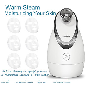 Kingsmile Facial Steamer, 2 in 1 Face Steamer for Facial,Compact Nano Steamer with Aromatherapy,Face Humidifier - Adjustable Nozzle, Warm Powerful Steam for Home SPA,Cleanses and Moisturizes,Sinuses