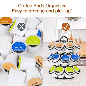 K Cup Holder, Keurig Pod Holder K Cup Organizer, ZECENN Coffee Pod Carousel for K-cup Coffee Pods Storage Rack Compatible with Keurig Pods and Dolce Gusto, Holds 27 Coffee Pods, 360-Degrees Rotating, Sturdy Metal, No Assembly Required -Black