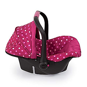 Bayer Design Baby Doll Deluxe Car Seat with Canopy- Polka dots , Pink