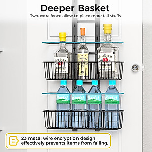 (90% Pre-installed) Over the Door Organizer for Pantry, Bathroom, Laundry Room (Multiple Uses) No Drilling Required, Sturdy and Stable (8 Adhesive Pad) 6 Tier, 12 Inches Wide, 49 Inches High