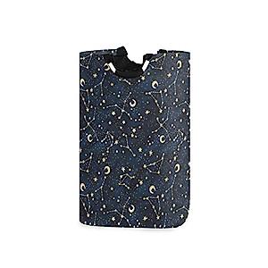 ALAZA Night Sky Stars Moon Laundry Basket with Handles, Durable Laundry Hamper Bag Collapsible Cloth Storage Bin for Home Bedroom Bathroom College Dorm