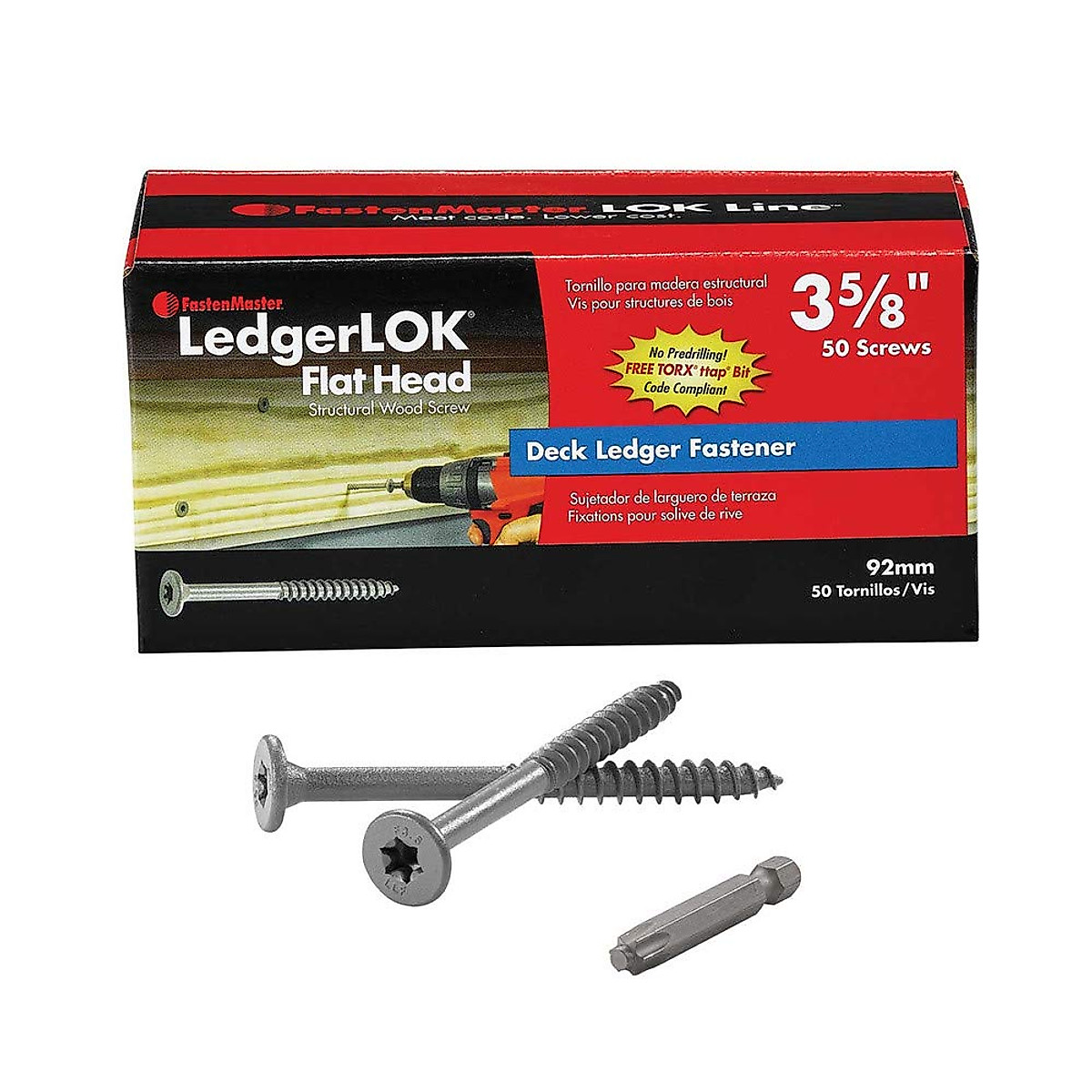 FastenMaster LedgerLok 3-5/8" Flat Head Wood Screw - Box of 50