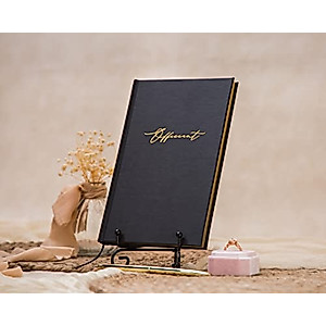 MUUJEE Wedding Officiant Book - Black Gold Embossed Hardcover Journal Notebook Pastor Sermon Notes Officiant Gift - Wedding Gift Ideas (Design 1)