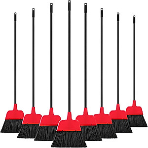 Didaey 8 Pcs Outdoor Broom for Floor Cleaning 54 Inch Commercial Heavy Duty Broom Long Handle Kitchen Broom Household Angle Brooms for Sweeper Sweeping Indoor Dust Hair Cleaner Corn Shop(Red)