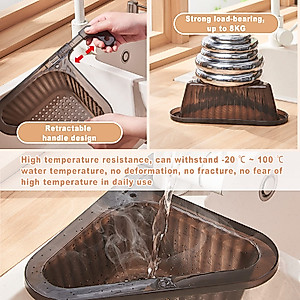 Kitchen Sink Drain Basket, Swan Basket Strainer Pack-3, Adjustable Kitchen Triangle Sink Filter with Sticky Hook and Cleaning Sponges Set of 3,for Kitchen Sink Faucet Hangs