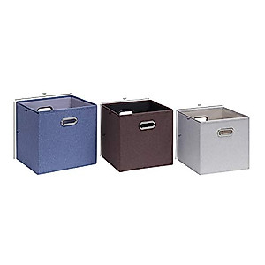 SunnyPoint Cloth Foldable Storage Basket Bin, Foldable Storage Cube Boxes Fabric Drawer with Metal Handle for Closet Shelf, Cabinet, Bookcase (11", Beige)