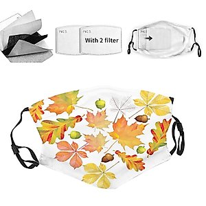 SARNFANS Natural Color Reusable Adults Washable Face Mask Gifts,Autumn Love Themed Heart,Black Adults Face Masks 3D Cover for Outdoor Sport,White