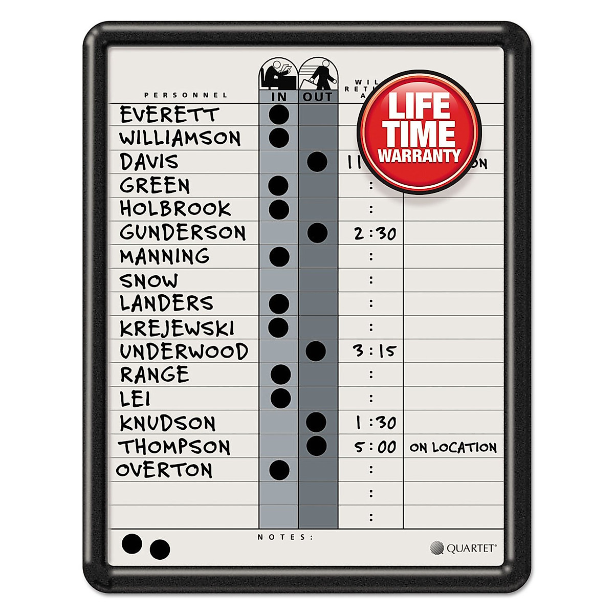 -- Employee In/Out Board, Porcelain, 11 x 14, Gray, Black Aluminum Frame