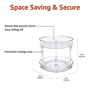 Amazon Basics 2 Tier Clear Lazy Susan Turntable Organizer, 9-Inch