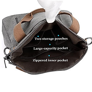 ZHIERNA Women's Canvas Tote Purse Shoulder Bag, Large Crossbody Bag Handbag with Multi-pocket(Grey)