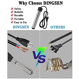 Immersion Water Heater, 1500W Portable Water Heater with 304 Stainless-Steel Guard, Electric Bucket Heater for Travel Camping Hot Bathtub Mini Inflatable Pool Black