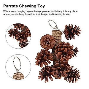 Parrots Pine Cone Chewing Toy, Hamster Chew Toys Hanging Wooden Pine Cones Bird Cage Funny Chewing Toy for Parakeet Cockatiel Grey Lovebirds Budgies Cockatoos(S)