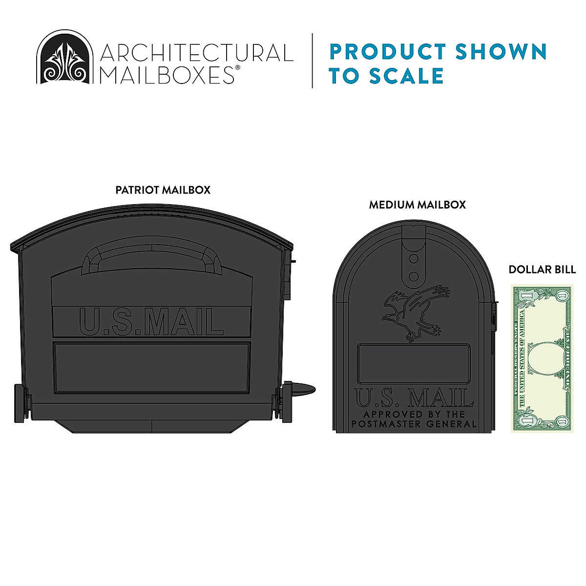 ARCHITECTURAL MAILBOXES Patriot Large Capacity, Plastic Post Mount Mailbox, Black