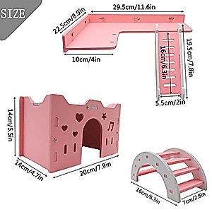 Hamster Platform with Climbing Ladder,Small Animal Wooden Natural Bridge Toy Guinea Pig Playground Cage Accessories for Hamster Guinea Pig Syrian Hamster Gerbil Dwarf Mouse Sugar Gliders 3 Pcs