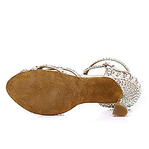 Pierides Women's Rhinestone Ballroom Dance Shoes Latin Performance Wedding Shoes for 1920s Party Shoes,2.75" Heel,11 US