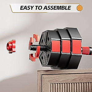 BIERDORF Professional Grade Adjustable Weights Dumbbells Set of 2 Weight Set for Home Gym 3 In 1 Used as Barbell, Dumbbell, Push up Bars 40LB Free Weights Dumbbells Set for Women and Men