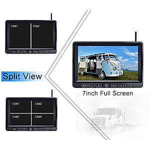 ZEROXCLUB Ⅱ Digital Wireless Backup Camera System Kit,HD 1080P & IP69 Waterproof Wireless Reverse Rear View Camera + 7’’ DVR Split Touch Monitor w/Recording for RV/Truck/Trailer/Motorhome-B701