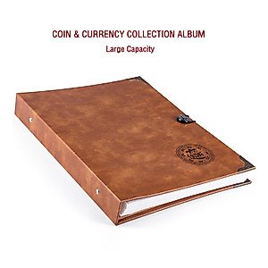 Ettonsun Coin Collection Book Holder for Collectors, 150 Pockets Coin Collecting Album & 240 Sleeves Paper Money Storage Case for Coin Currency Collection Supplies(150 coin pockets+240 bill pockets)