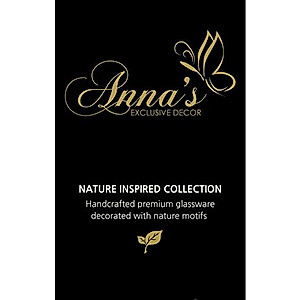 Decorative Glass Bowl Fruit Display - Etched, Hand Painted Leaves Decor - Mouth Blown Clear Glass - Large Salad Serving Bowl - Gift Boxed - D: 10.2 in (26 cm) (Gold)