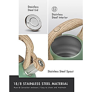 POLIVIAR Tea Kettle, 2.7 Quart Stovetop Tea Kettle, Audible Whistling Teapot, Food Grade Stainless Steel for Anti-Rust, Anti Hot Handle, Suitable for All Heat Sources (JX2022-MN30)