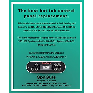 Spaguts Hot Tub Control Panel Replacement, Mini Oval LCD Serial Standard Topside Panel 50286, with 10ft Cord