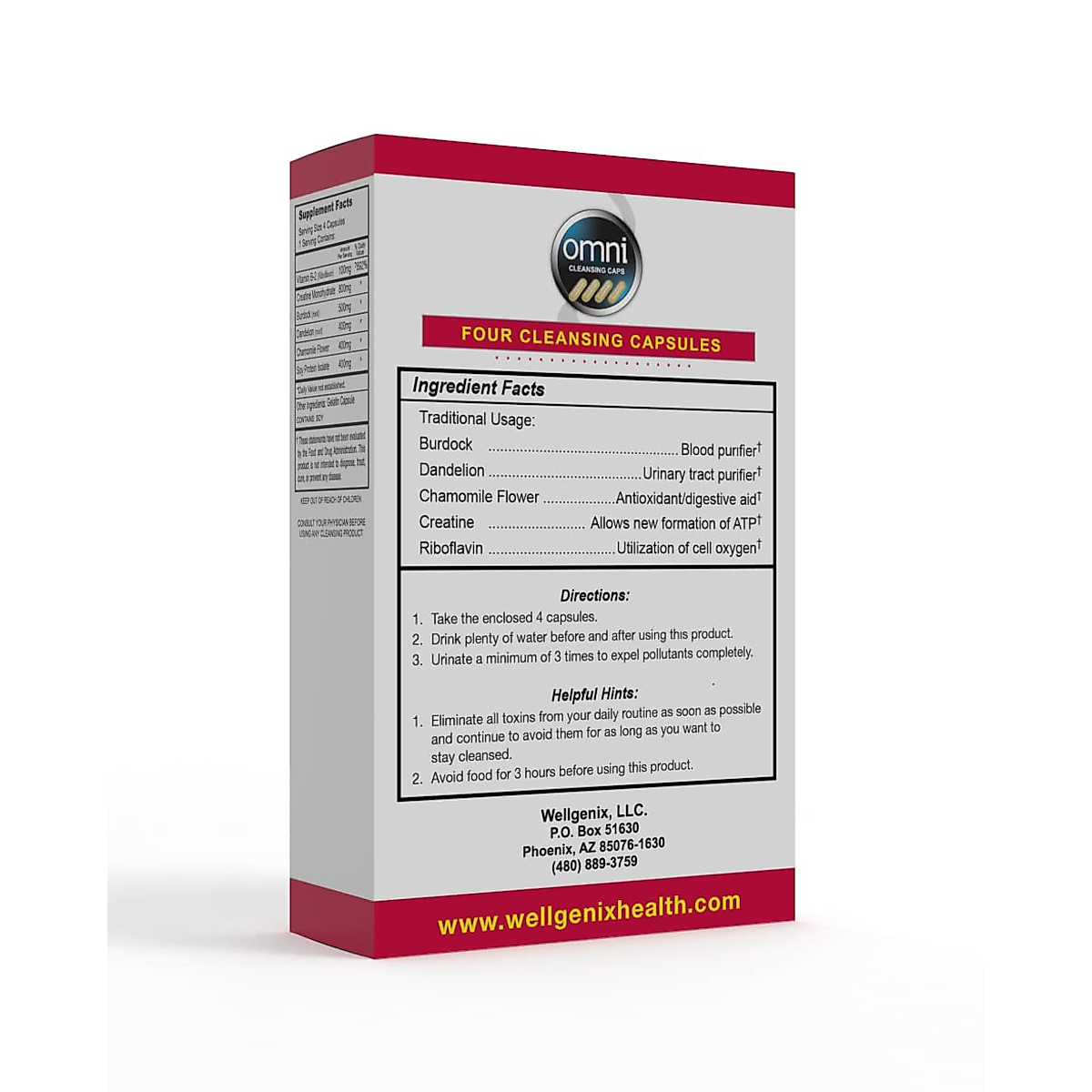 Wellgenix Omni Herbal Cleanse Detox Capsules: Fast Acting, Extra Strength Detox Cleanse for Whole Body, Flush Your System with Detoxifying Capsules, 4 Count (2)