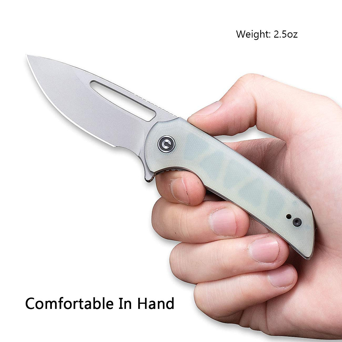 CIVIVI Odium Small Folding Knife –2.65" Stonewashed D2 blade, G10 Handle, Ball Bearings Pivot, Flipper Opening Knife with Reversible Deep Carry Clip C2010F (Natural)