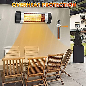 Outdoor Electric Heater, Infrared Wall Mounted Heater for Outdoor/Indoor Use, 1500W Ceiling Patio Heater with Remote Control & 24H Timer, Electric Space Heater For Garage Porch, Weatherproof