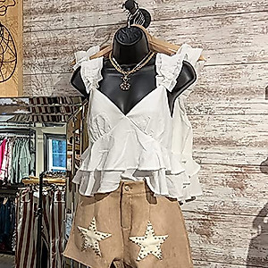 White Hanging Female Mannequin Torso 4PCS Dress Form Sewing Manikin, 30 Inch Female Molded Shatterproof Shapely Torso Form Hollow Back Body Torso Dress Form & 2 Hanging Hook for T-Shirt Display