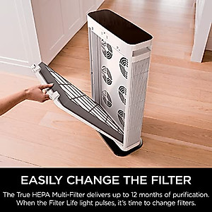 Shark HE601 Air Purifier 6 True HEPA Cleans up to 1200 Sq. Ft., Captures 99.98% of Particles, dust, allergens, Smoke, 0.1–0.2 microns, Advanced Odor Lock, Quiet, 6 Fan, White