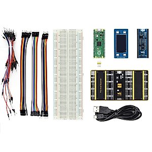 waveshare for Raspberry Pi Pico Evaluation Kit B Include Pi Pico Board with Pre-Soldered Header,1.14inch RGB Color LCD, 10DOF IMU Sensor Module,Dual GPIO Expander,Breadboard