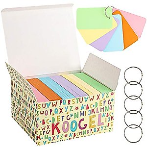Koogel 480 Pcs Colored Index Cards, 3 x 5 Inch Study Cards Colored Notecards on Ring Flash Cards for School Learning Memory Recipe Cards Game Card