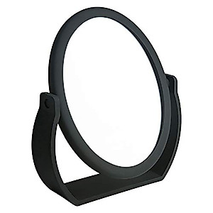 Bath Bliss Double Sided Free Standing Swivel Vanity Mirror, Regular & 10X’s Magnification, Make-up & Shaving Use, Tabletop, Rubberized, Black