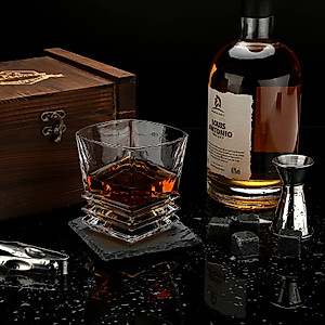 EXREIZST Whiskey Stones Gift Set - Whiskey Gifts for Men, Granite Chilling Whiskey Rocks, Scotch Bourbon Whiskey Glass Gift Box Set, Best Drinking Gifts for Dad Husband Birthday Party Holiday Present