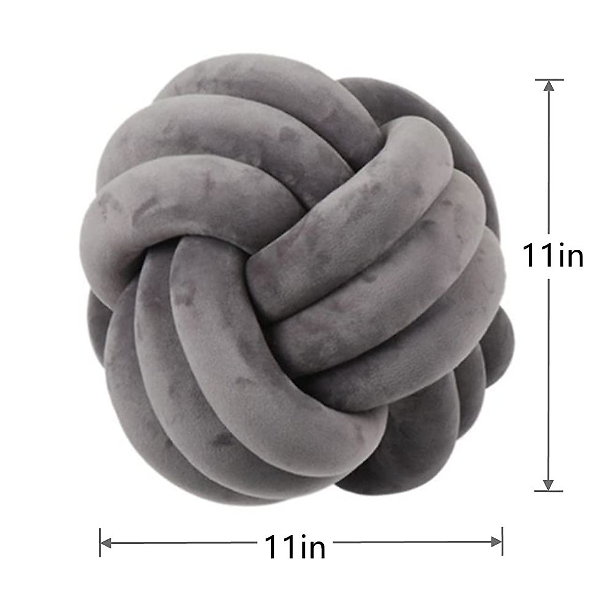 Knot Pillow Ball Round Cushion Pillows, Children Room Decoration Plush Toys Calming Stress Relief Toy (Dark Gray,11in/28cm)