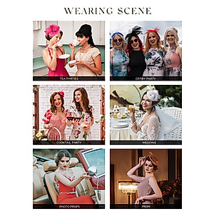 SWEETV Fascinators Pillbox Hats for Women, Tea Party Hat and Short Lace Gloves Set for Kentucky Derby, Cocktail, Wedding, Fancy Dress Party, Dusty Pink