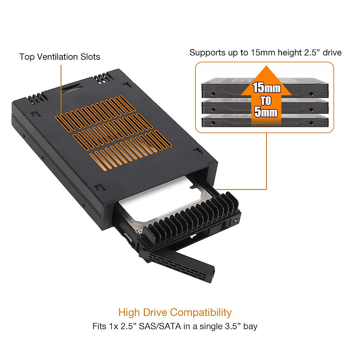 ICY DOCK 1 Bay 2.5 SAS/SATA HDD/SSD Tool-Less Enclosure for External 3.5" Bay | ExpressCage MB741SP-B