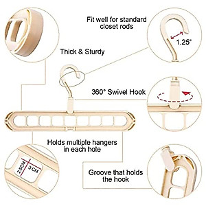 Mllkcao 1pc Multifunction Closet Organizer Magic Space Saving Hangers with 9 Holes, 360° Rotatable Closet Hanger for Clothes Pants