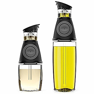 Olive Oil Dispenser - Oil Dispenser Bottle for Kitchen, Oil and Vinegar Dispenser Set, Olive Oil Bottles for Kitchen – Coffee Syrup Dispenser, Mouthwash Dispenser, 2 Pack (Glass Bottles)