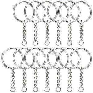 150 Pcs NANSSY 1 Inch/25mm Split Keyrings with Chain Silver Keychain Ring, Key Chains Rings Parts with Open Jump Ring and Connector.