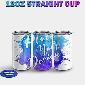 Icesip 30 Pack 12 OZ Sublimation Tumblers Blanks, Bulk Tumbler Blank for Sublimation Cups with Lids and Straws, Stainless Steel Double Wall Insulated Straight