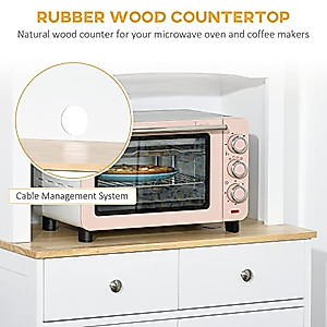 HOMCOM 67" Kitchen Buffet with Hutch, Microwave Cabinet with Framed Doors, 2 Drawers, Open Countertop, Cupboard for Dining Room, White