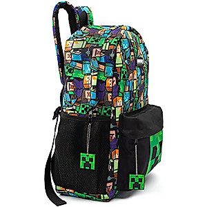 Minecraft All Over Print Kids Black Backpack Boys School Rucksack (One Size)
