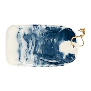 Blue & White Ceramic Cheese/Cutting Board with Marble Glaze Finish